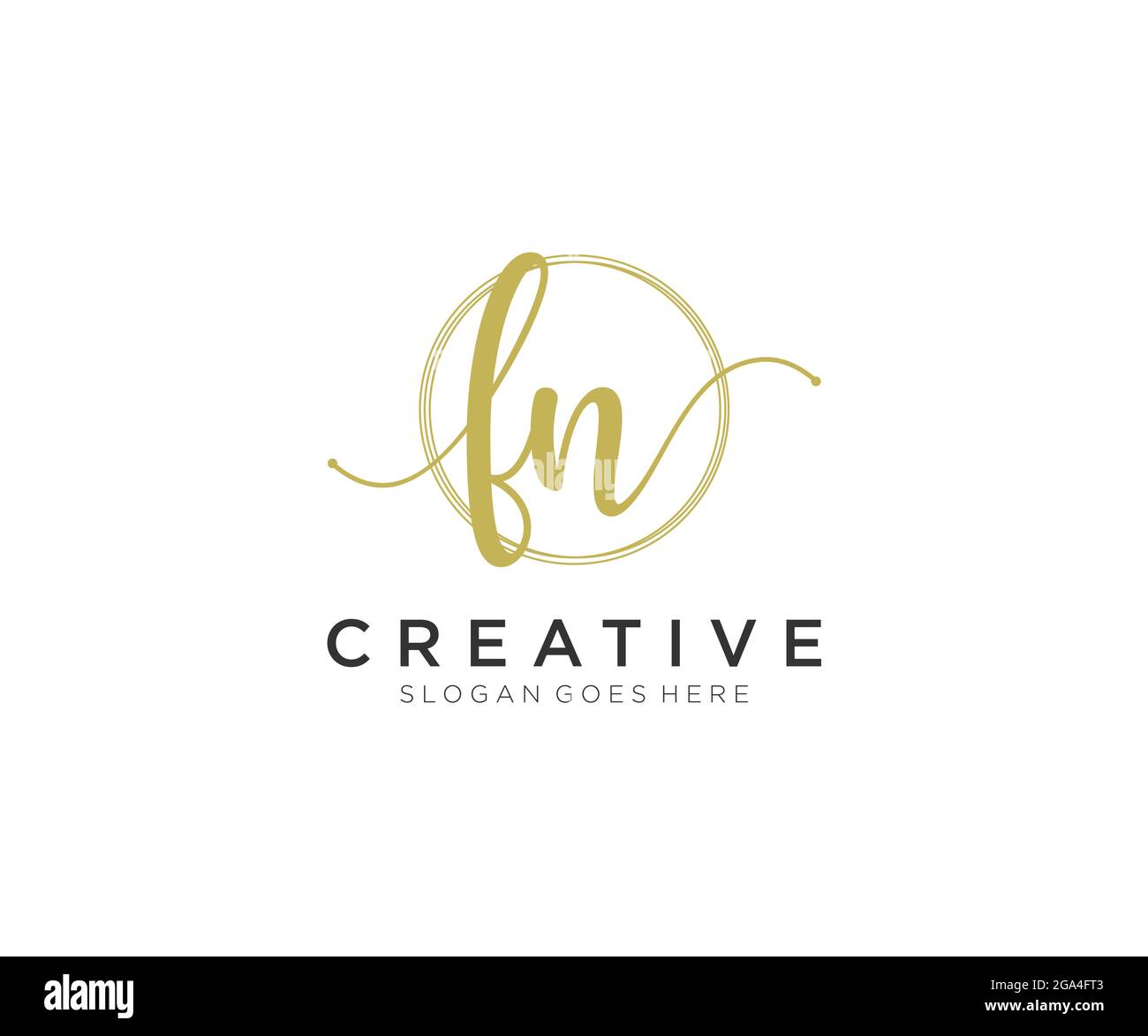 FN Feminine logo beauty monogram and elegant logo design, handwriting ...