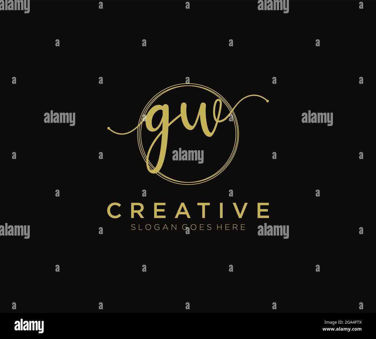 GW Feminine logo beauty monogram and elegant logo design, handwriting ...