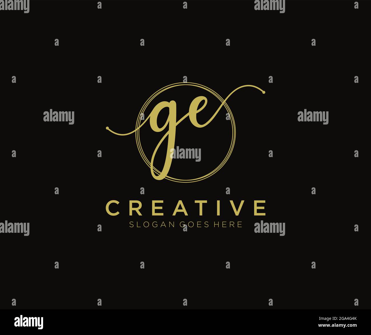 GE Feminine logo beauty monogram and elegant logo design, handwriting ...