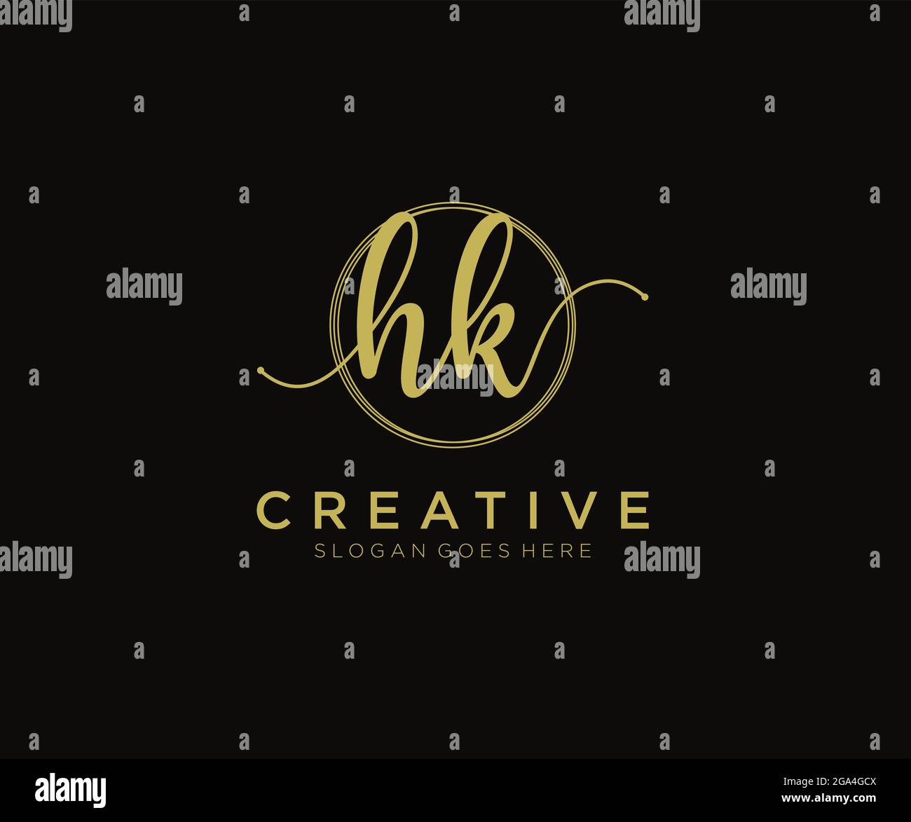HK Feminine logo beauty monogram and elegant logo design, handwriting logo of initial signature ...