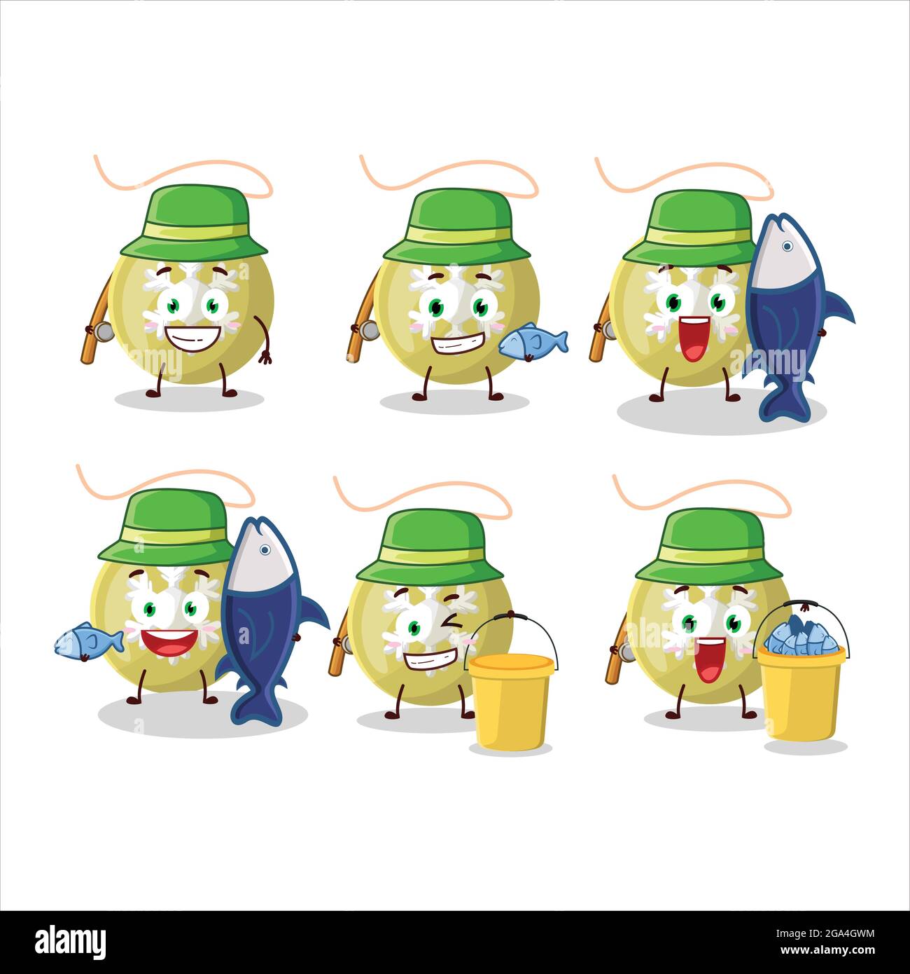 A fisherman christmas lights cartoon picture catch a big fish. Vector ...