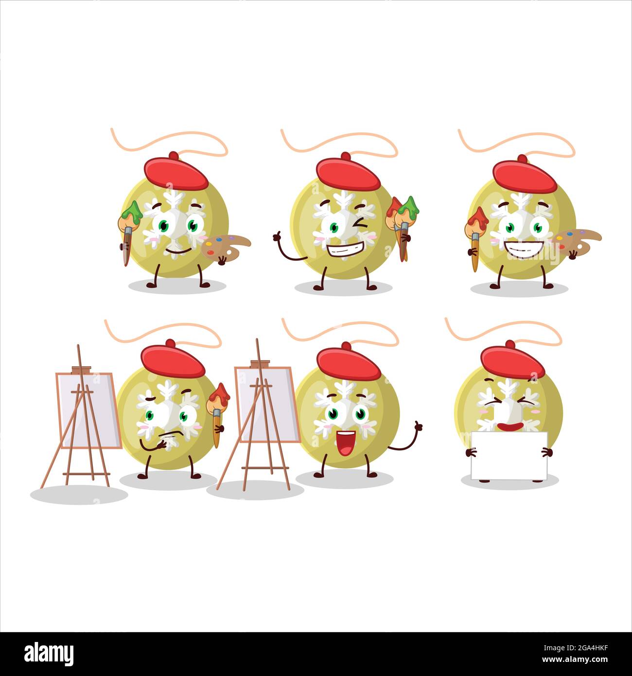 Artistic Artist of christmas lights cartoon character painting with a ...