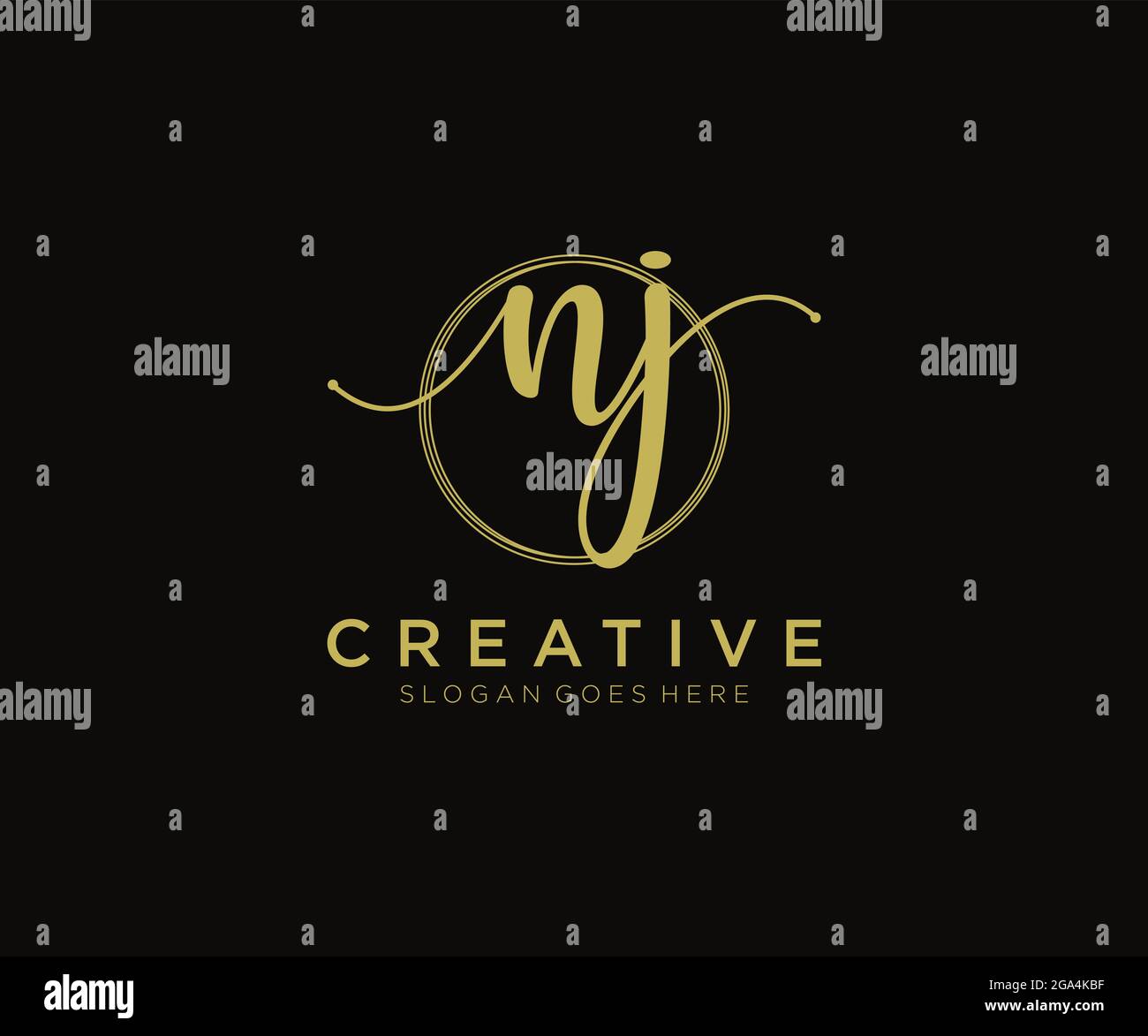 NJ Feminine logo beauty monogram and elegant logo design, handwriting logo of initial signature ...