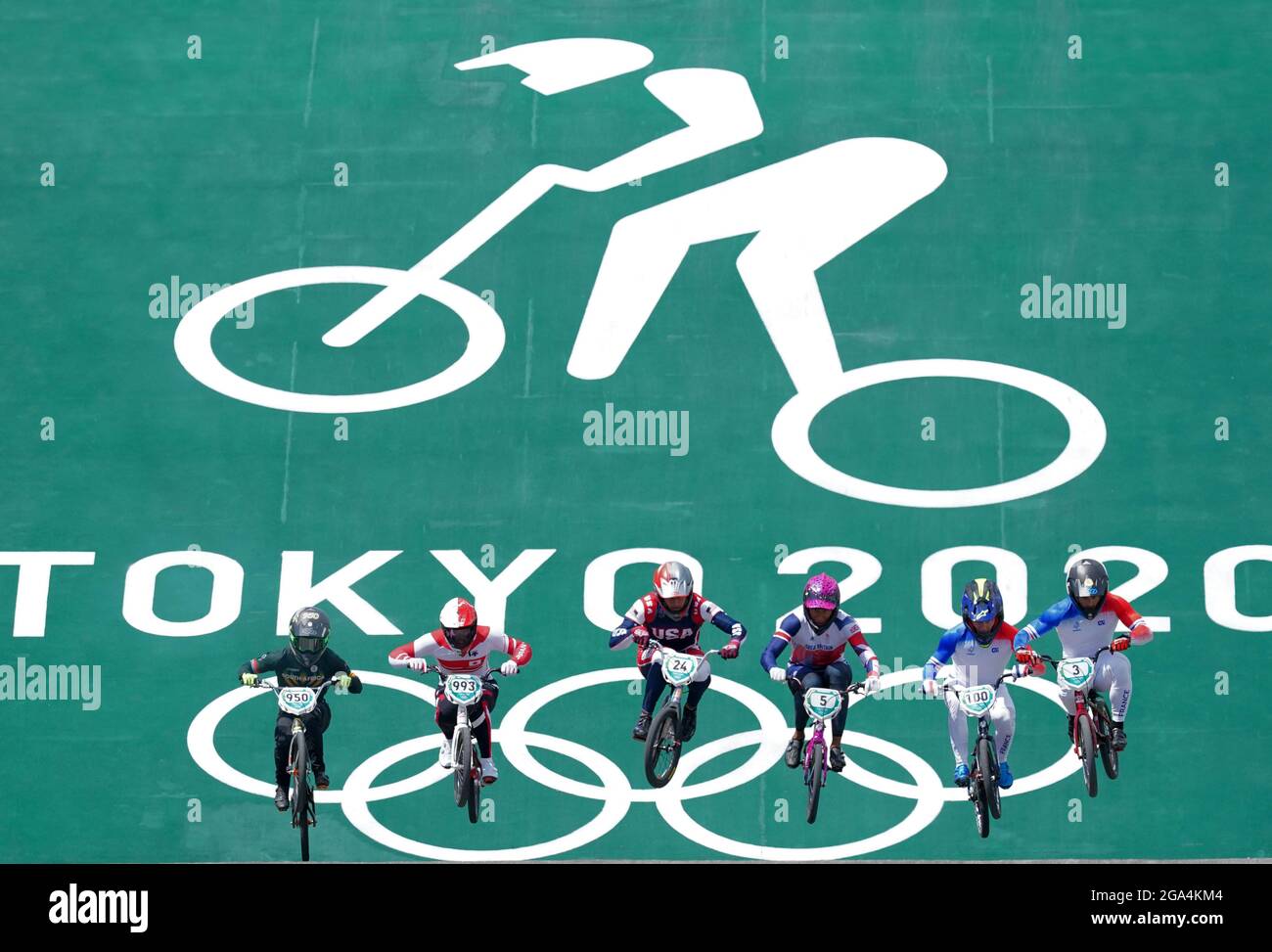 Great Britain's Kye Whyte (third right) in the Men's BMX Racing ...