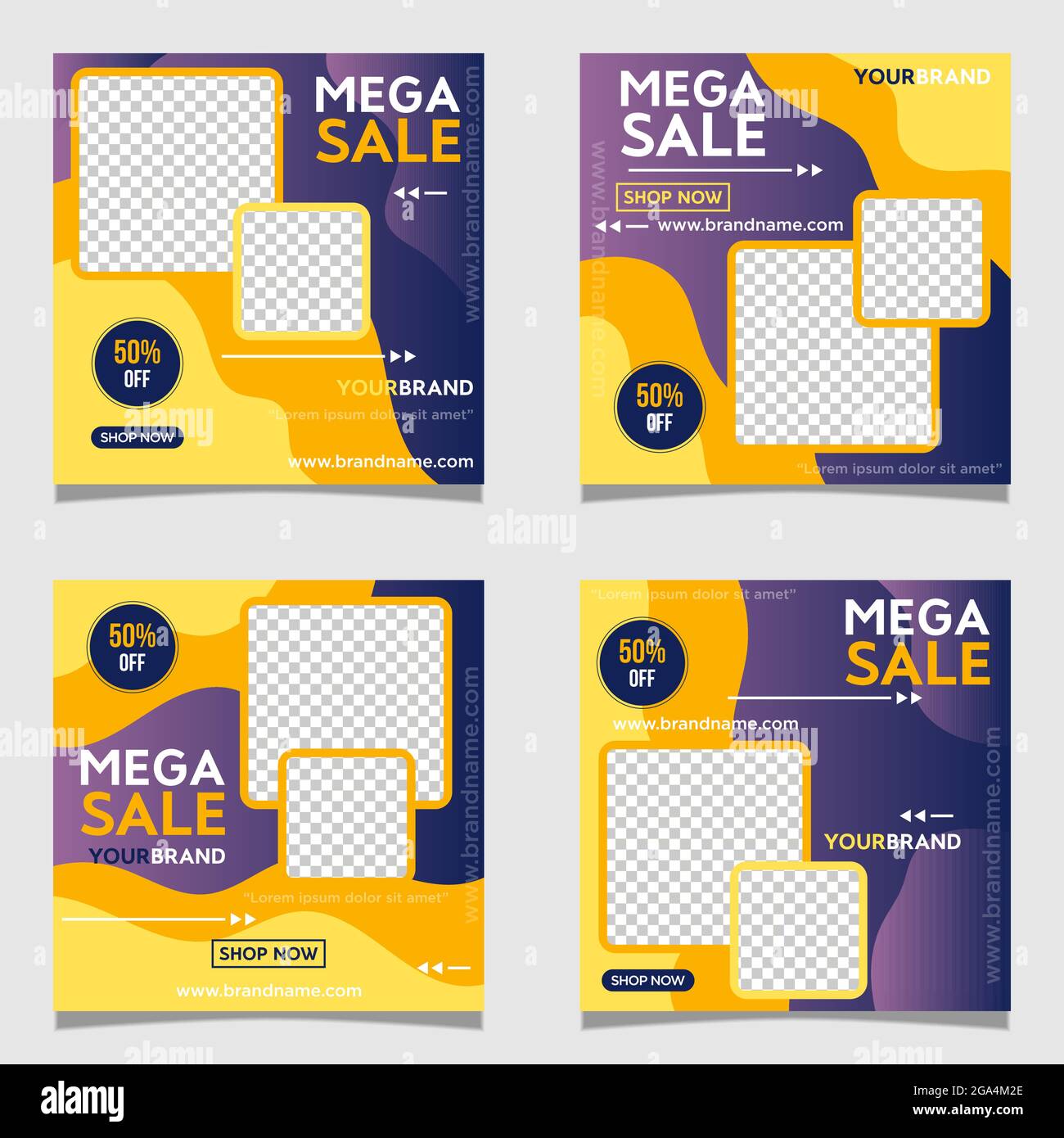 Mega sale post banner template, editable promotion vector background ...