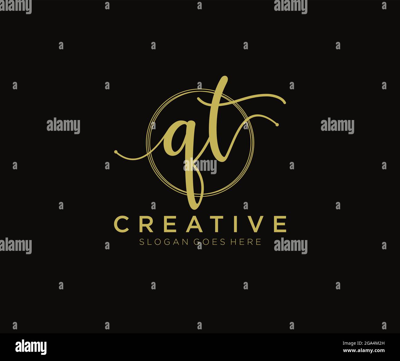 QT Feminine logo beauty monogram and elegant logo design, handwriting ...