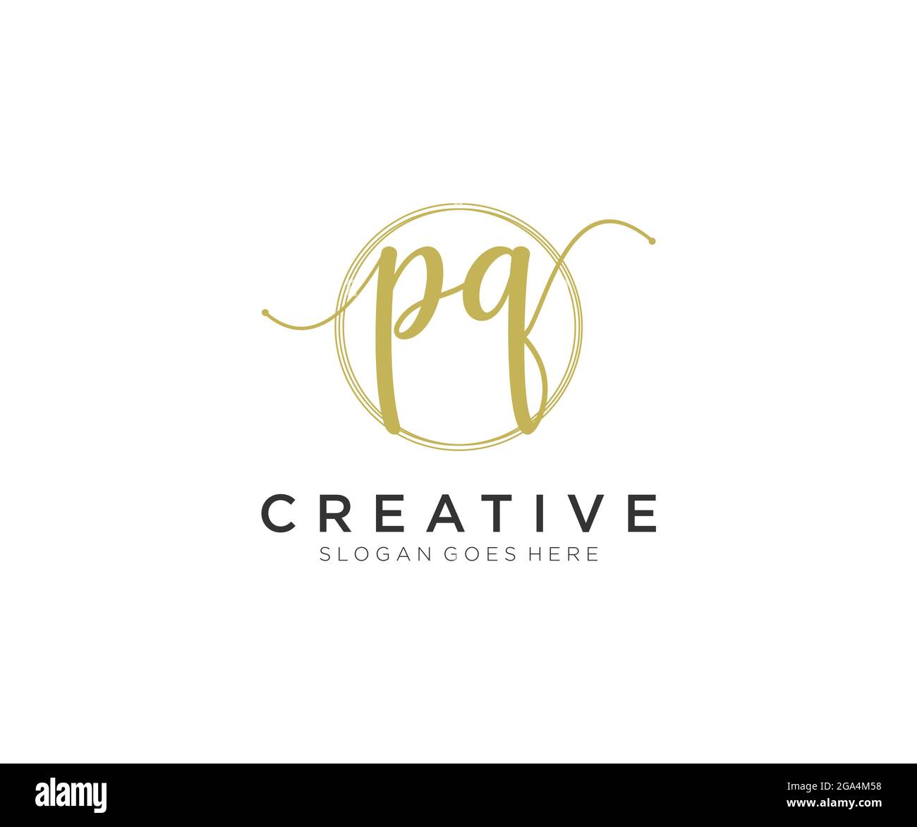 PQ Feminine logo beauty monogram and elegant logo design, handwriting ...