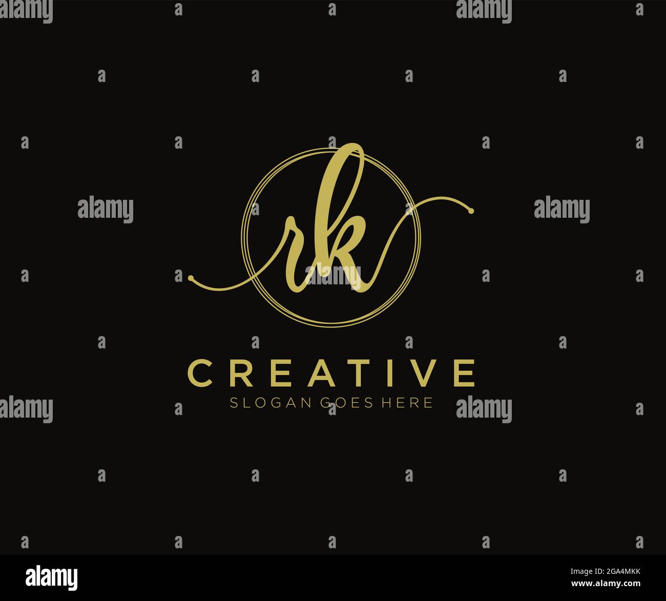 RK Feminine logo beauty monogram and elegant logo design, handwriting logo of initial signature ...