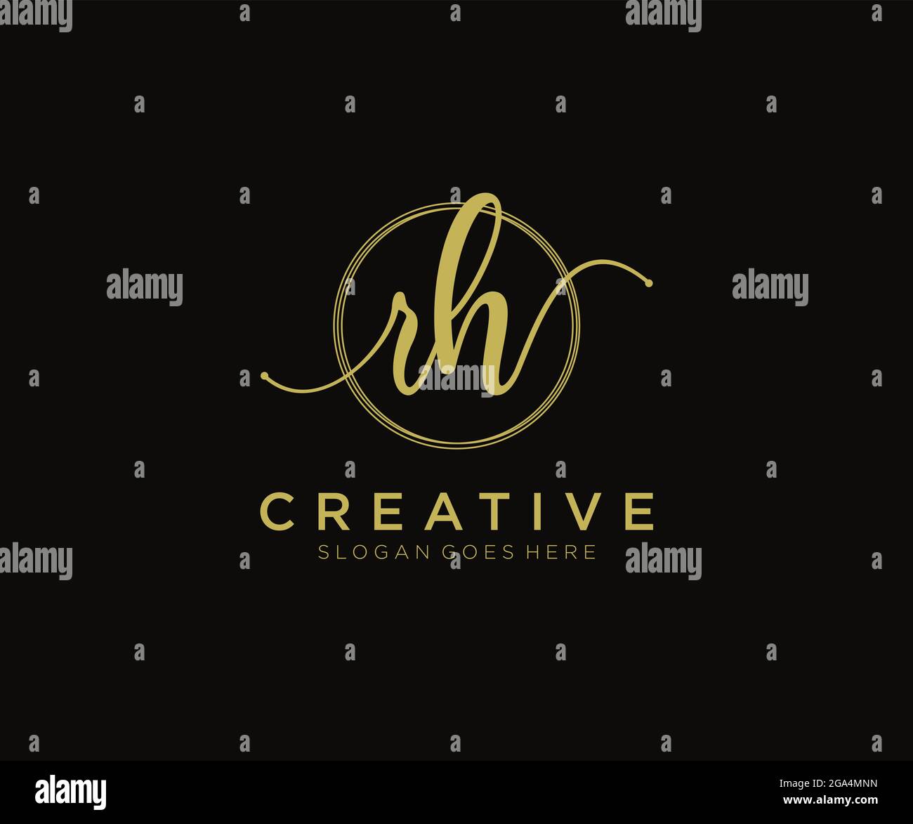 RH Feminine logo beauty monogram and elegant logo design, handwriting ...