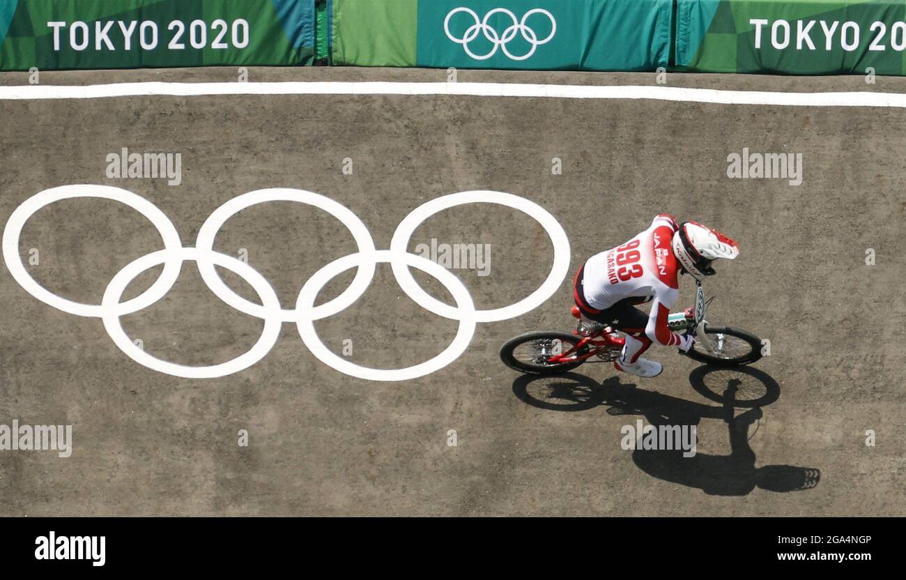 Yoshitaku Nagasako of Japan competes in the quarterfinals of the men's ...