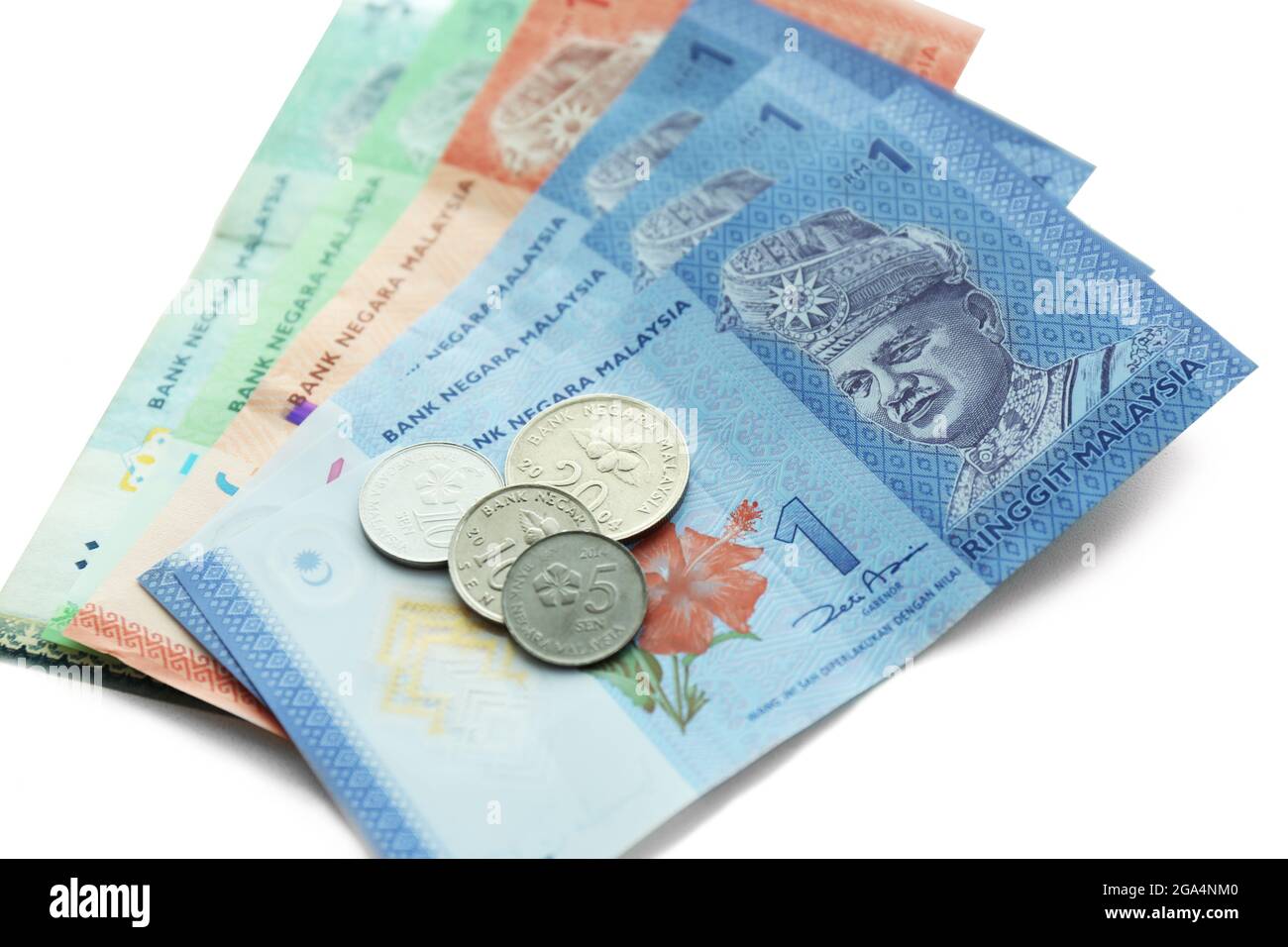 Money banknotes and coins isolated on white Stock Photo - Alamy