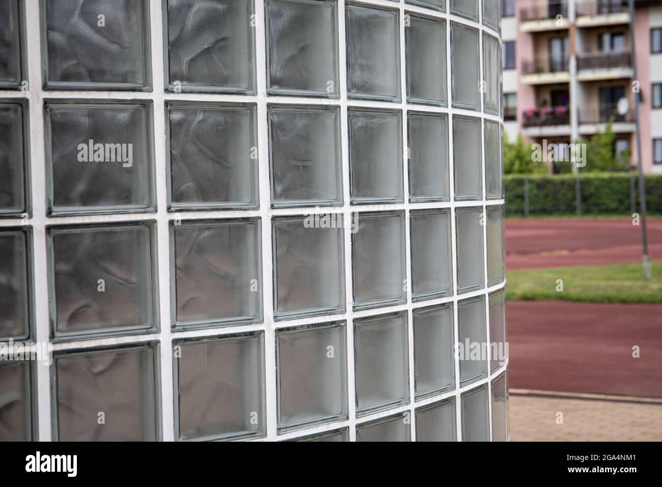 Glass block wall. Construction, design and urban environment Stock ...