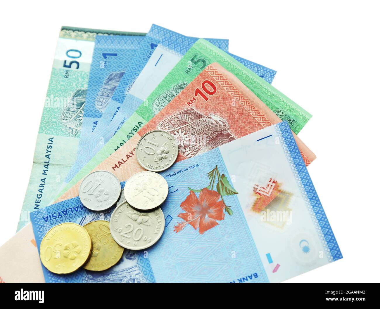 Money banknotes and coins isolated on white Stock Photo - Alamy