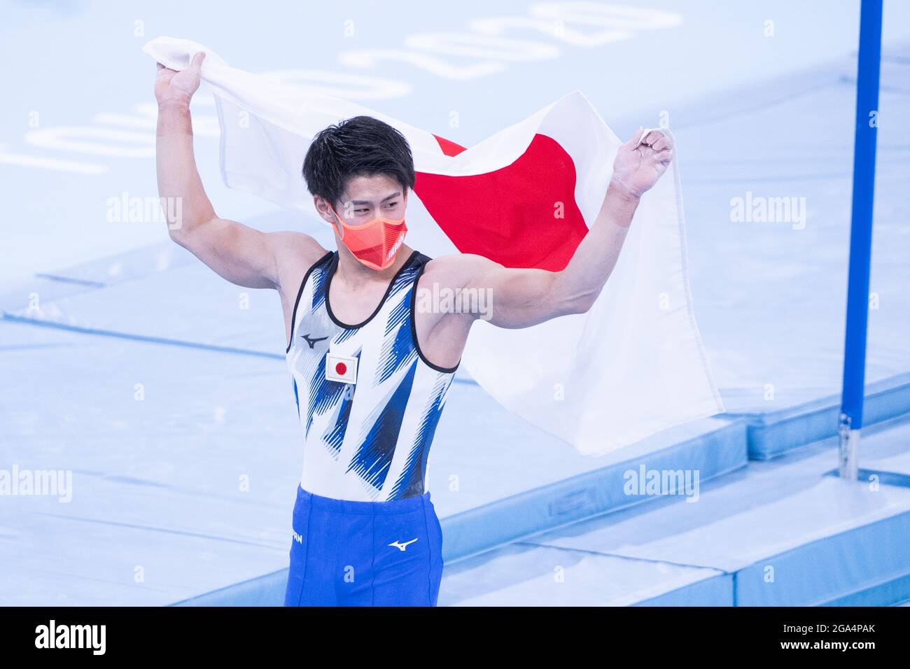 Daiki Hashimoto (JPN) celebrating the gold medal, men's all-around ...