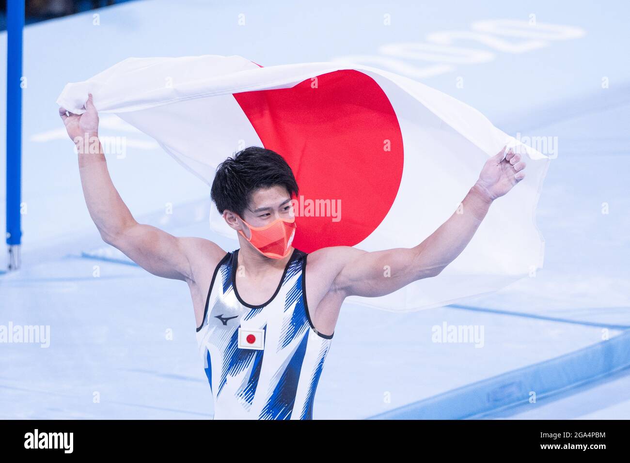 Daiki Hashimoto (JPN) celebrating the gold medal, men's all-around ...
