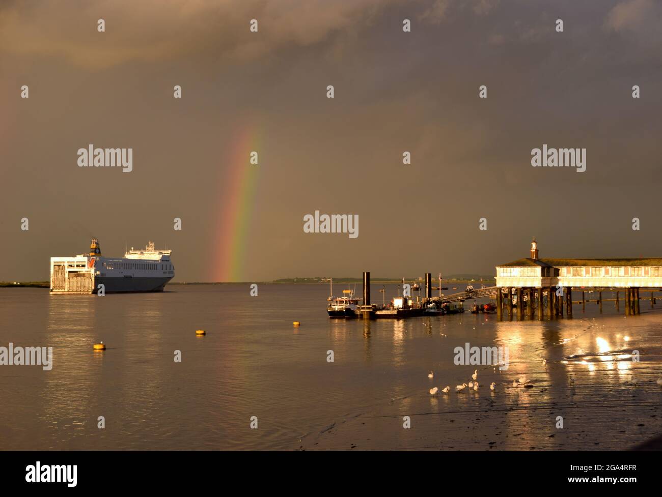Gravesend UK A rainbow over the River Thames near Gravesend this ...