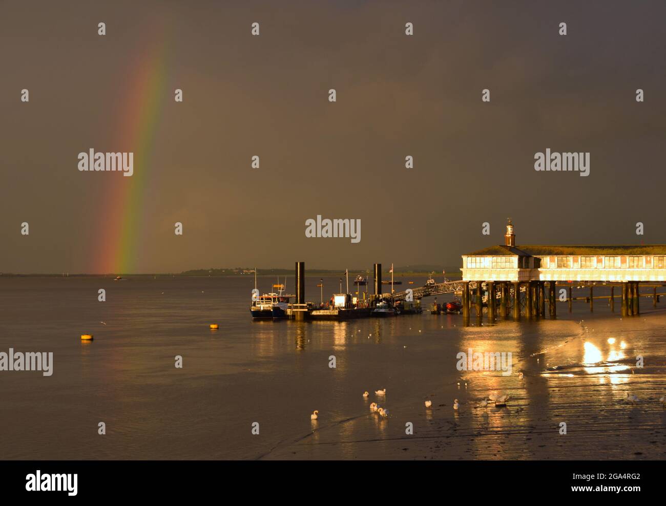 Gravesend UK A rainbow over the River Thames near Gravesend this ...