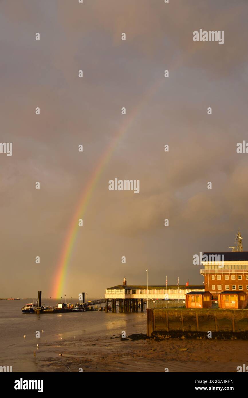 Gravesend UK A rainbow over the River Thames near Gravesend this ...