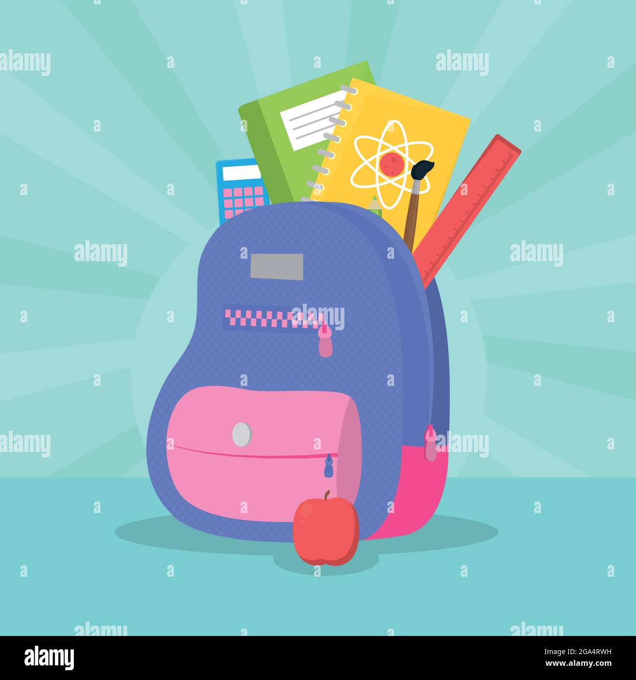 backpack with school supplies icons Stock Vector Image & Art - Alamy