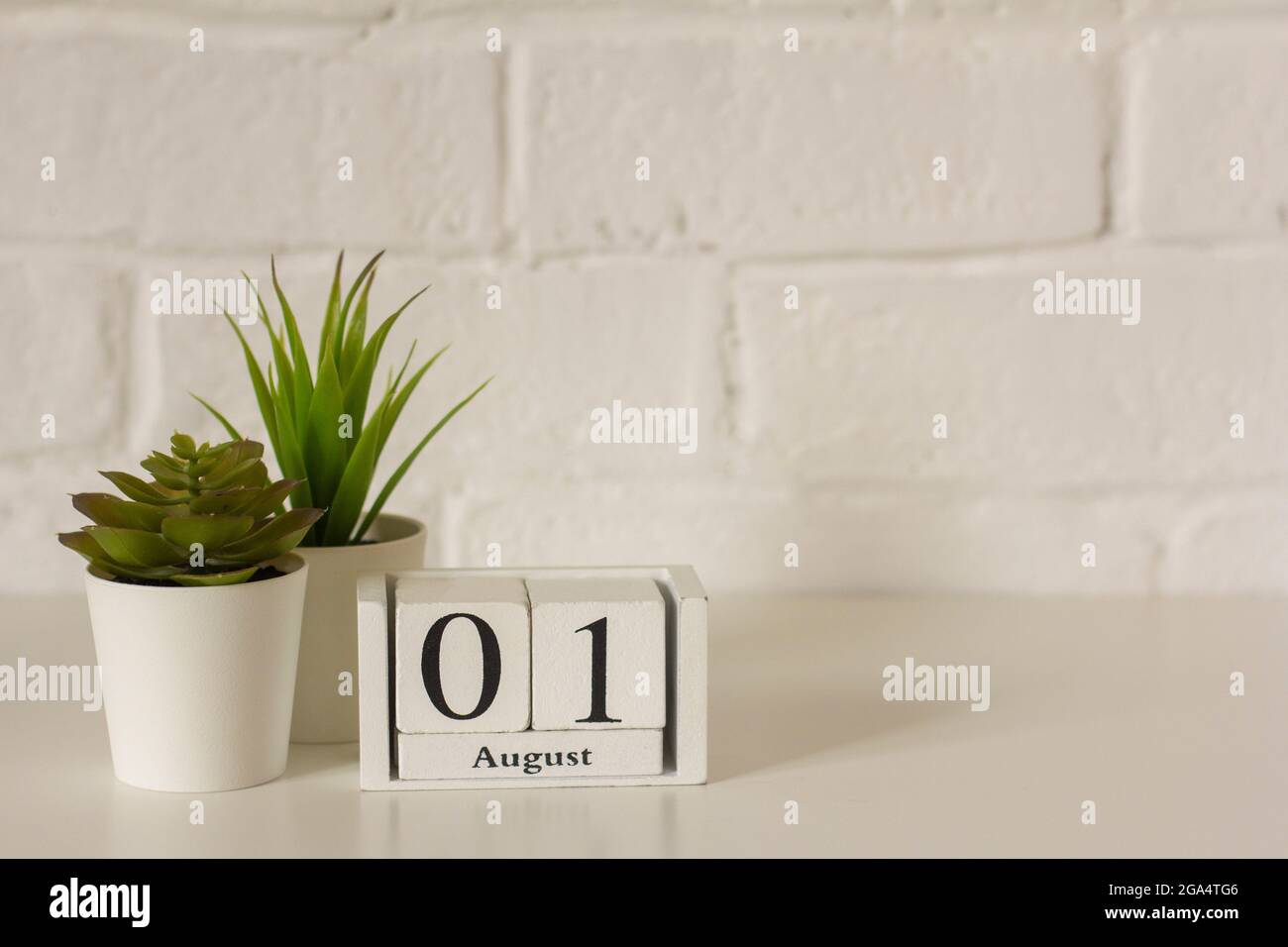 August 1.The 1st day of the month, a wooden perpetual calendar at the ...