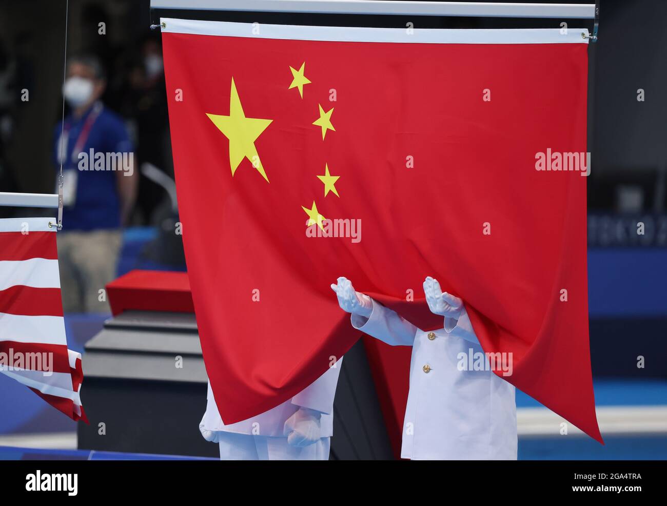 National chinese flag raised during hi-res stock photography and images ...