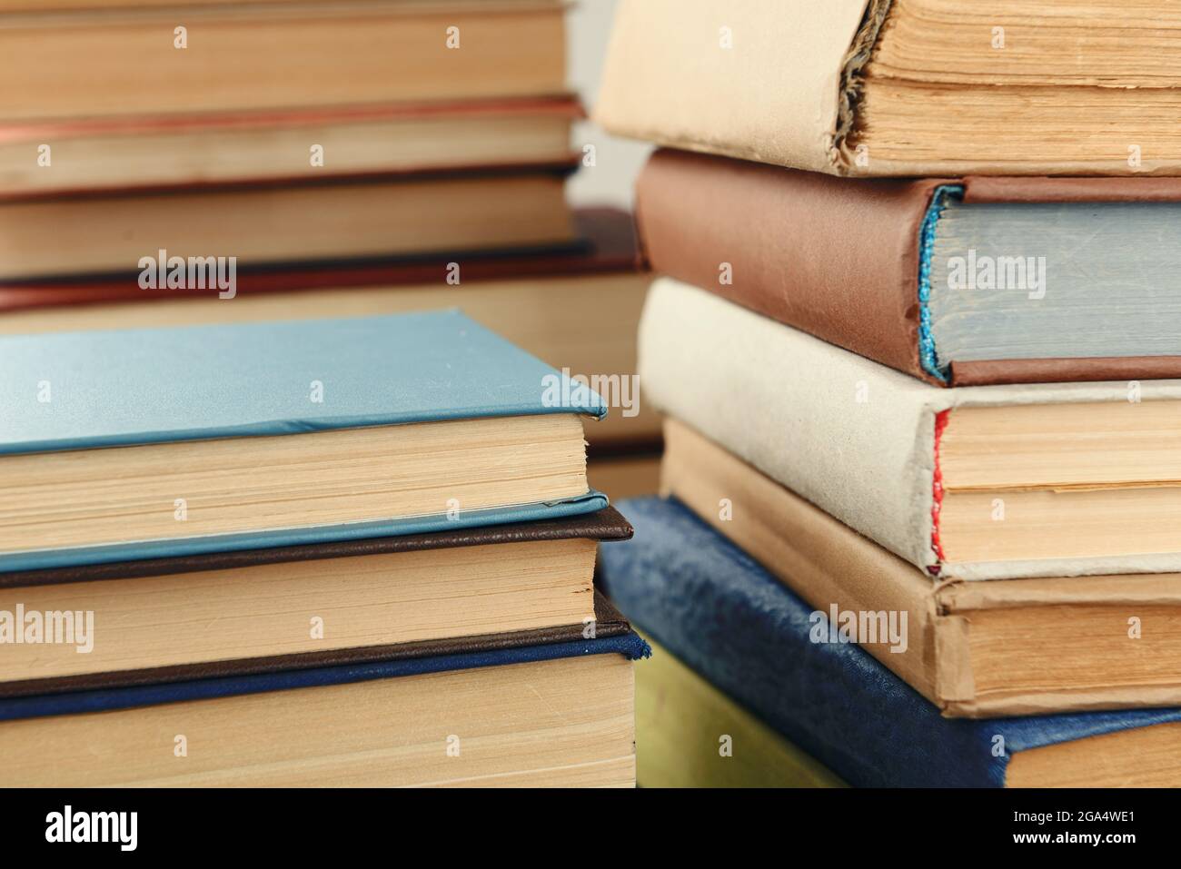 Heap of books close up Stock Photo - Alamy