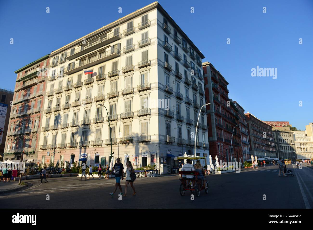 Beautiful buildings along the waterfront on Via Partenope, Naples ...