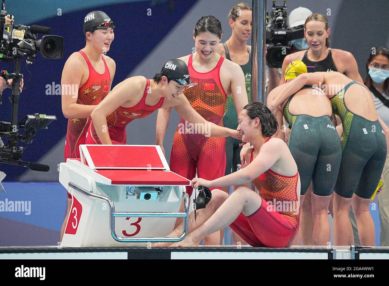 Tokio, Japan. 29th July, 2021. Swimming: Olympics, women, 4 x 200 m ...