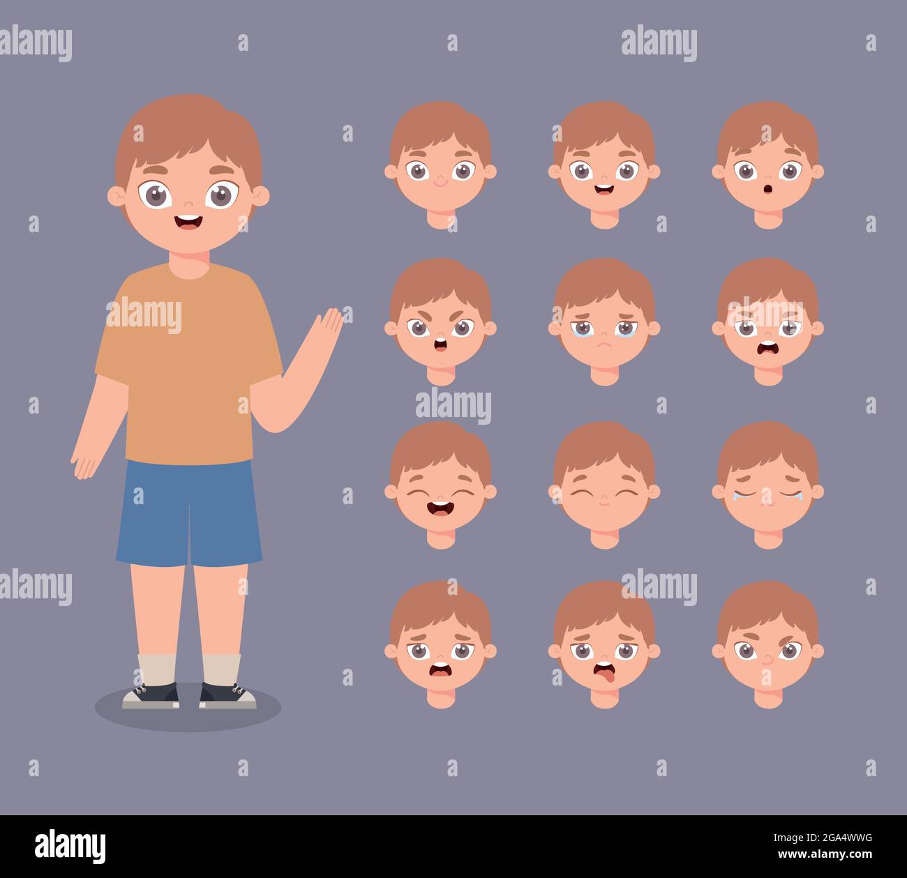 twelve young boy expressions Stock Vector Image & Art - Alamy