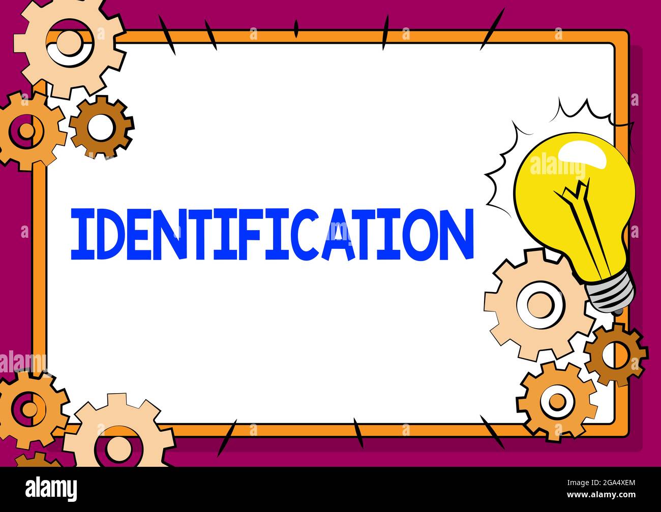 Sign displaying Identification. Word for an action or procedure to ...