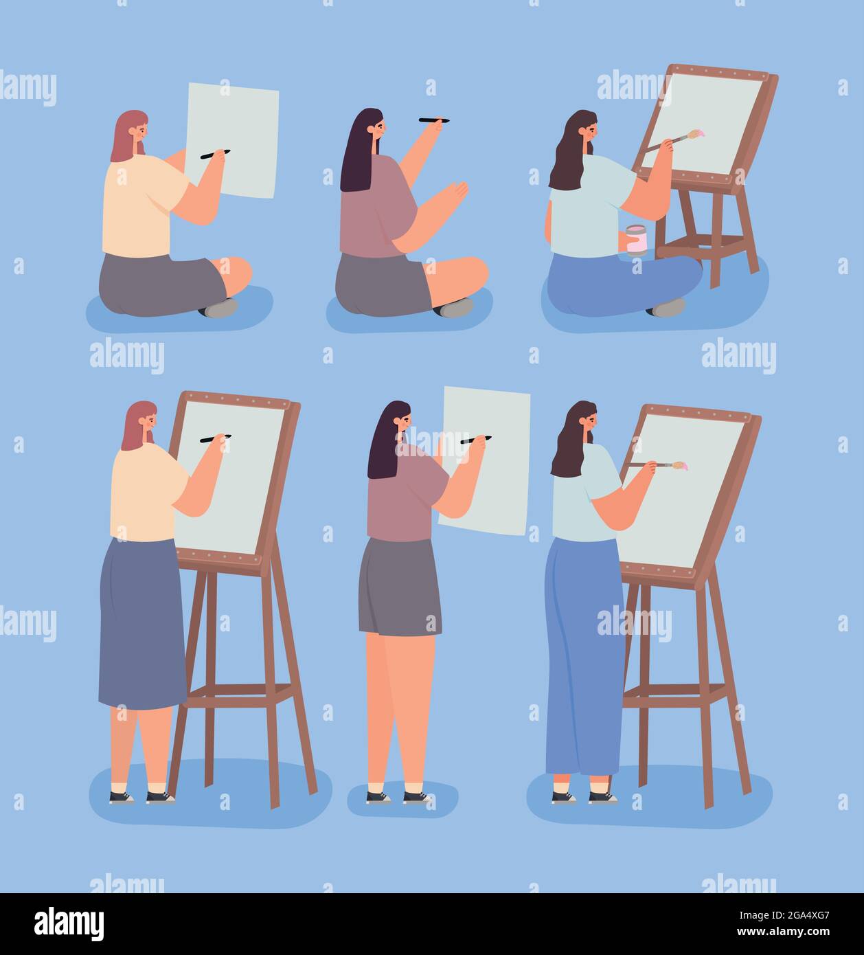 six artist women Stock Vector Image & Art - Alamy
