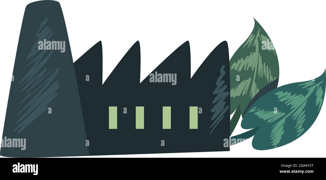 Eco factory with leaves on white background Stock Vector Image & Art ...