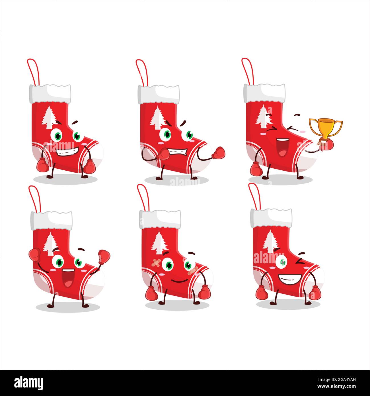 A sporty christmas socks boxing athlete cartoon mascot design. Vector ...