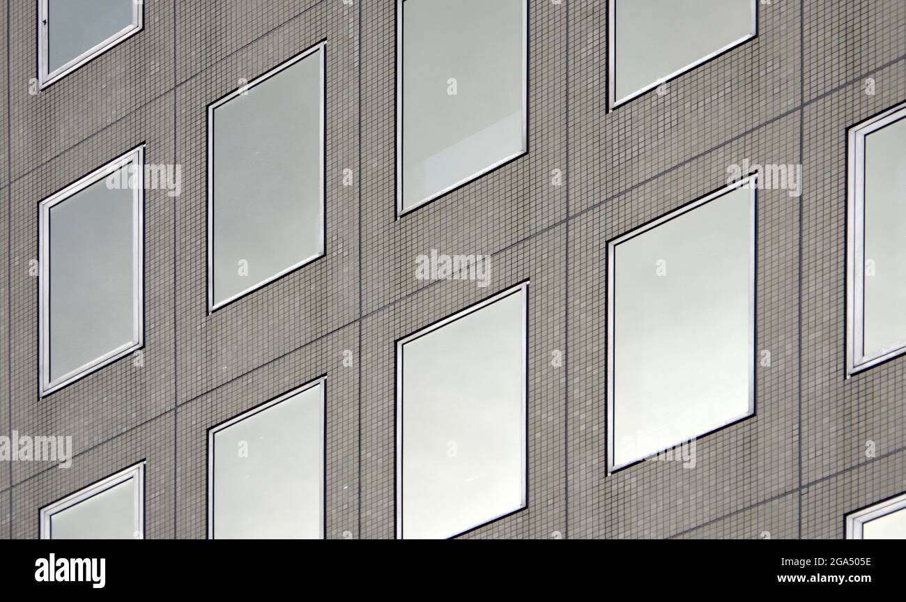 Modern raw concrete office building with clean rectangle window Stock ...