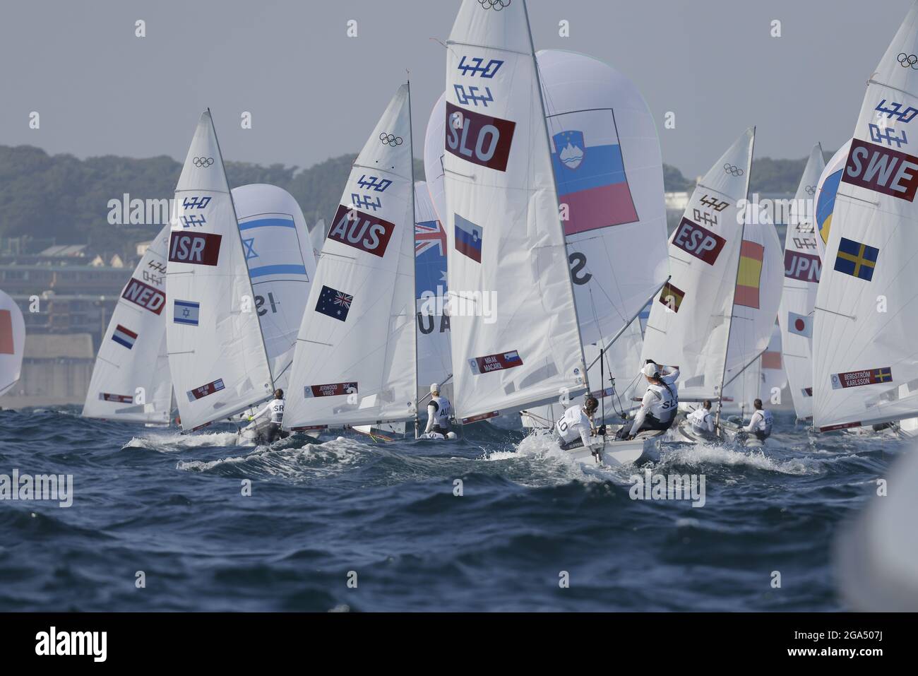 Kanagawa, Japan. 28th July, 2021. General view Sailing : Women's 470 ...