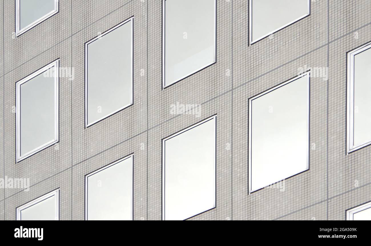 Modern raw concrete office building with clean rectangle window Stock ...