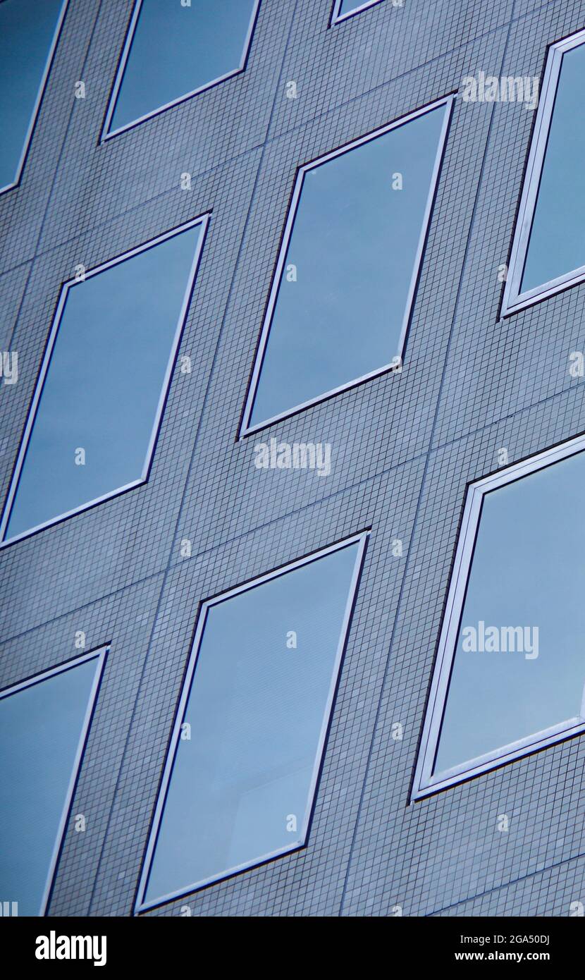 Modern raw concrete office building with clean rectangle window Stock ...