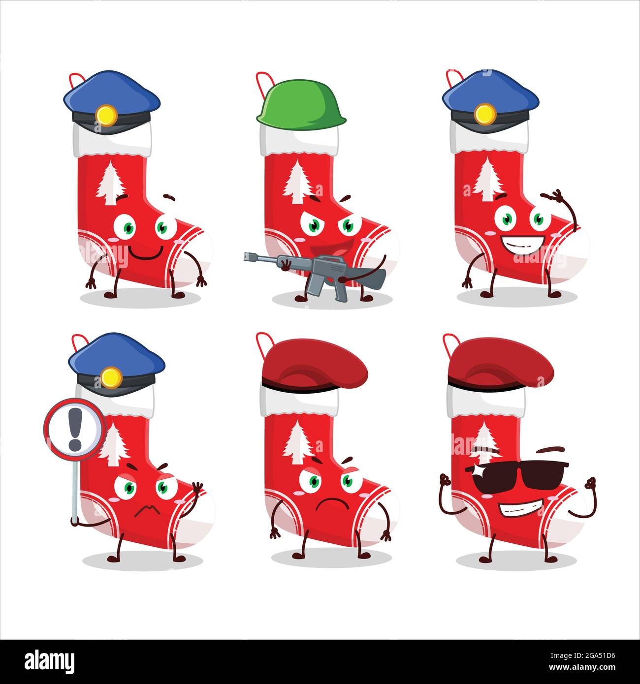 A dedicated Police officer of christmas socks mascot design style ...