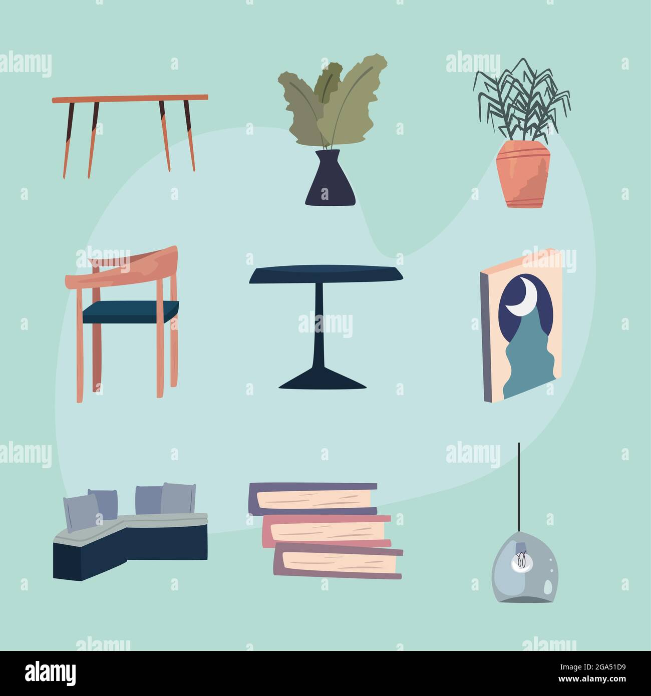 set of Home spaces and living room icons Stock Vector Image & Art - Alamy