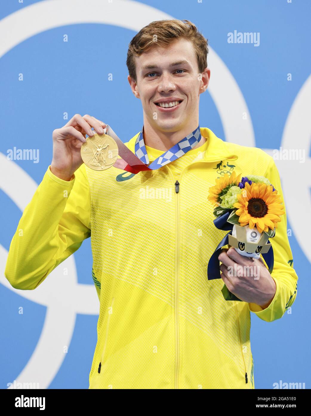 Australian swimmer Izaac Stubblety-Cook poses with his gold medal in ...
