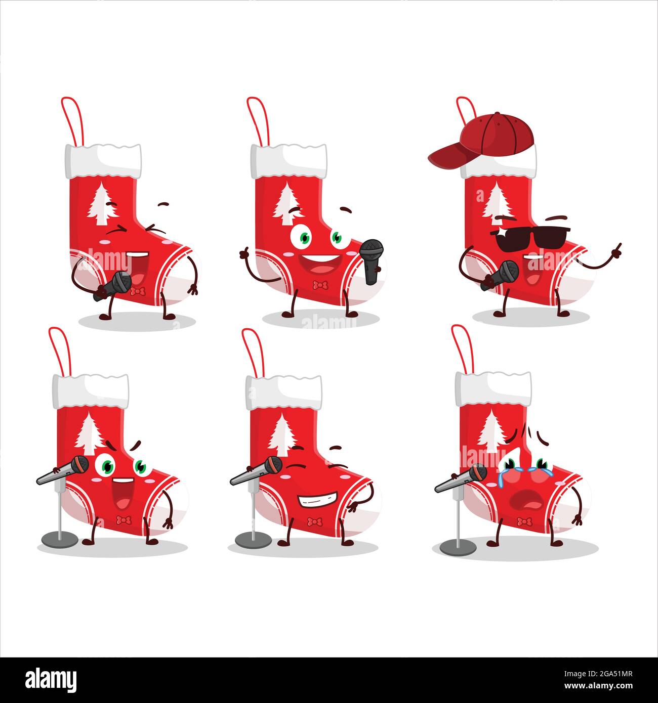 A Cute Cartoon design concept of christmas socks singing a famous song ...