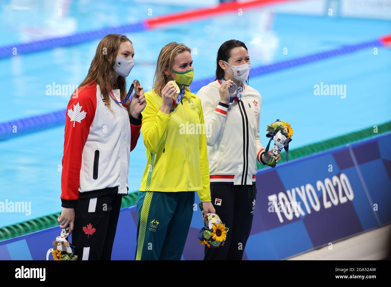 Tokyo, Japan. 28th July, 2021. Women's 200m Freestyle Medal Ceremony ...
