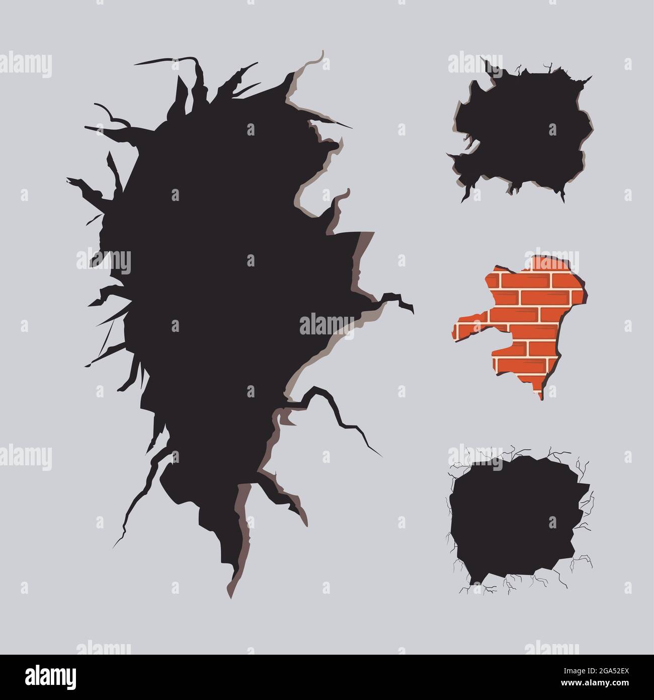 Cracked wall symbol set on blue background Stock Vector Image & Art - Alamy