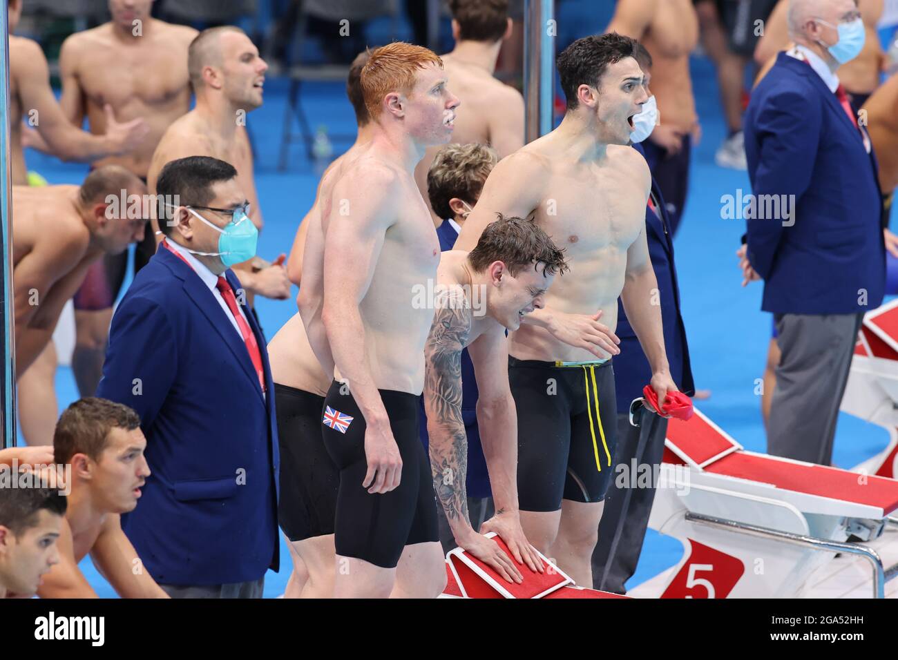 Tokyo, Japan. 28th July, 2021. GBR 200m Freestyle Relay Team (GBR ...