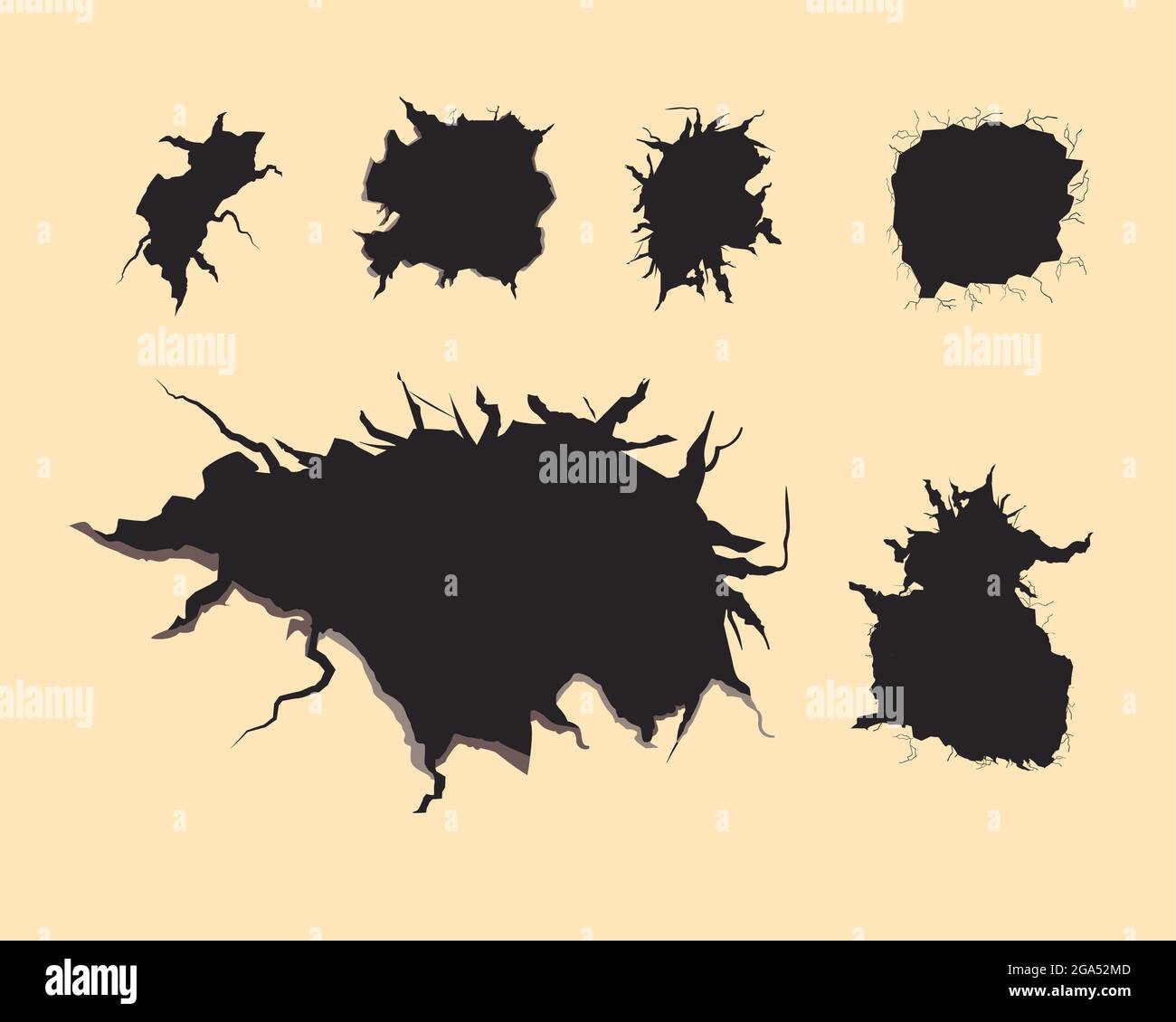 Cracked wall icon collection on yellow background Stock Vector Image ...