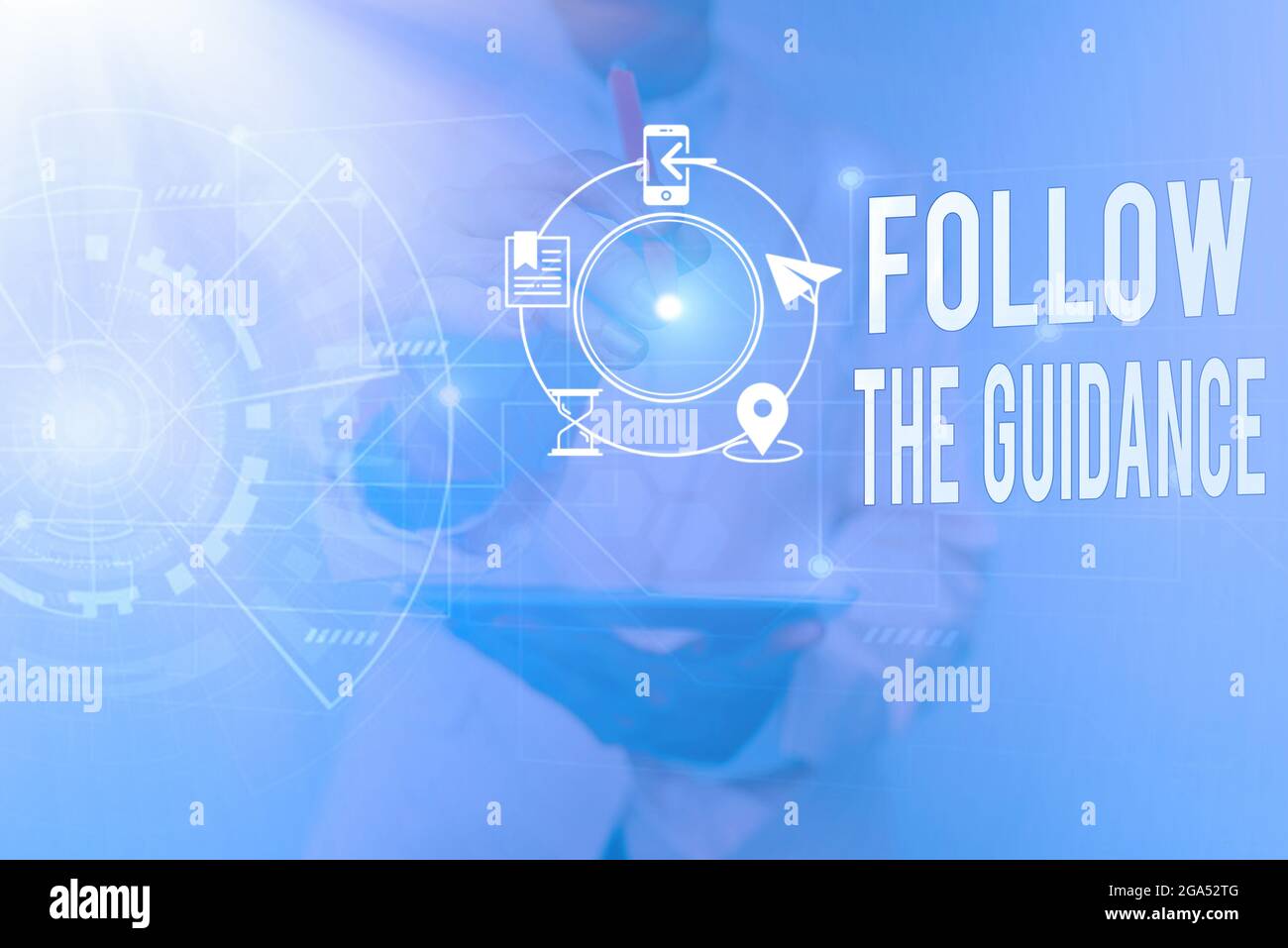 Hand writing sign Follow The Guidance. Business showcase controlling a ...