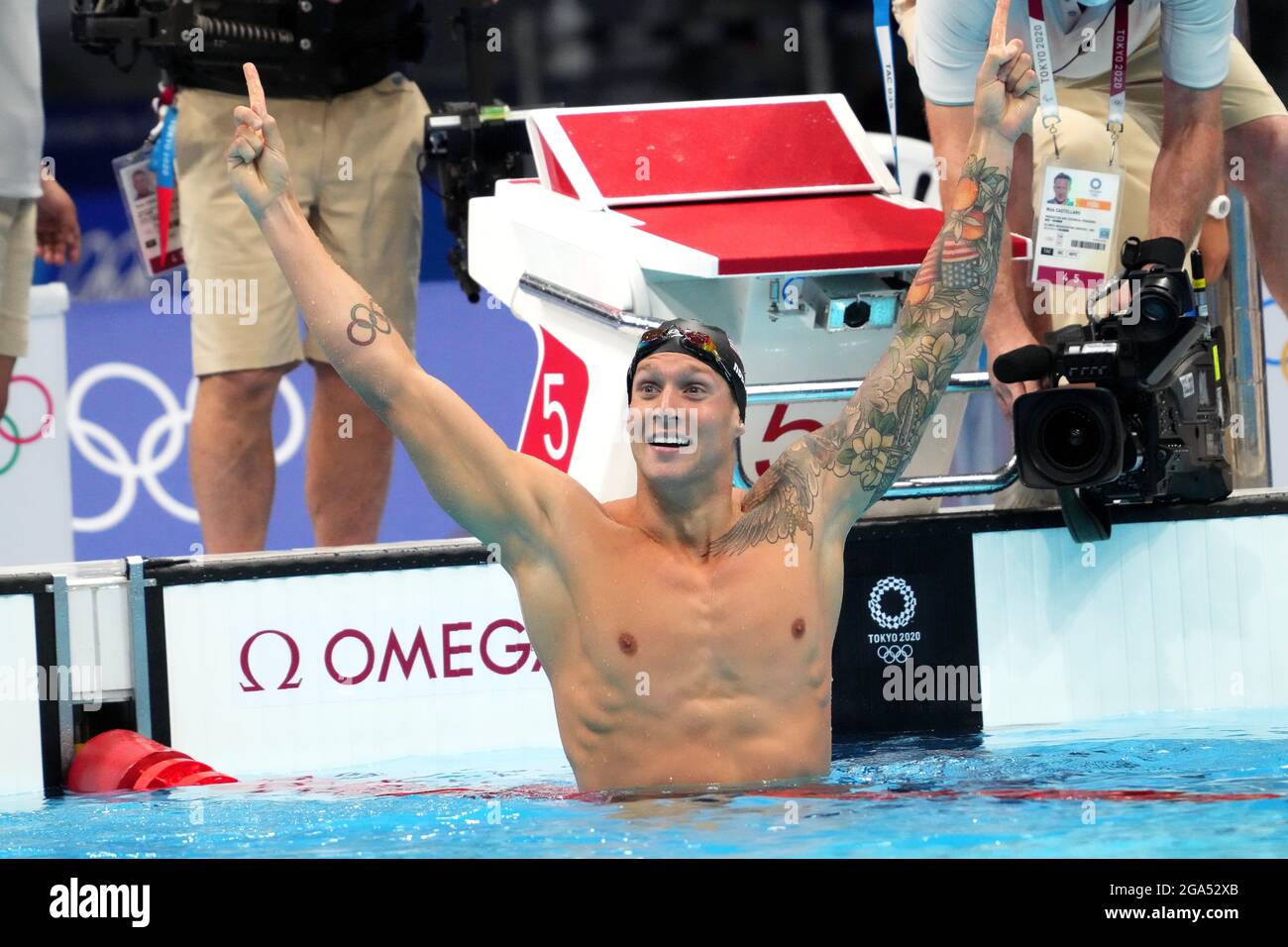 Caleb Dressel (USA) golden medalist on men's 100m freestyle during the ...