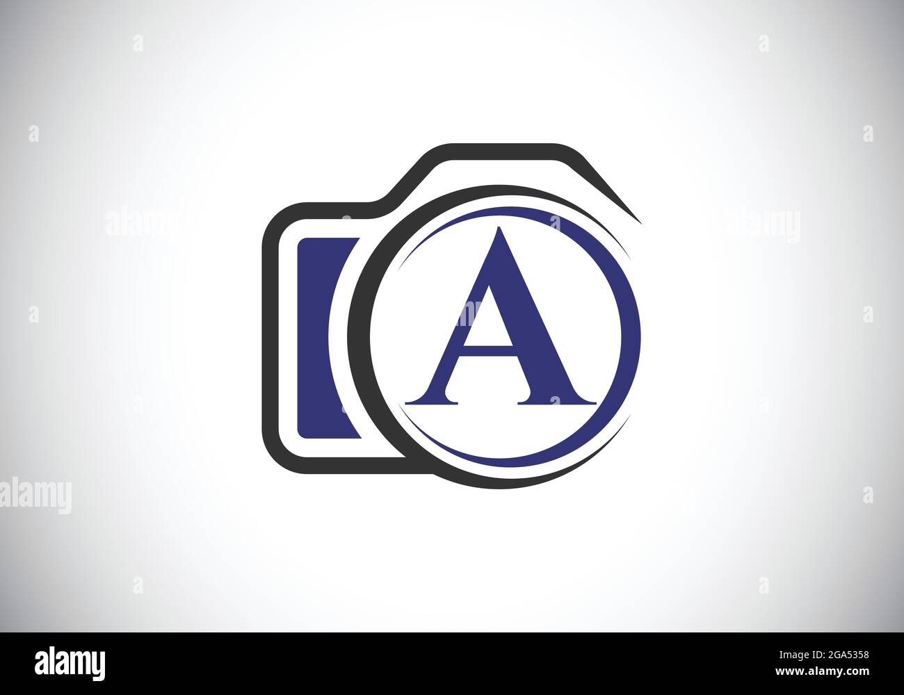 Initial A monogram letter alphabet with a camera icon. Photography logo ...