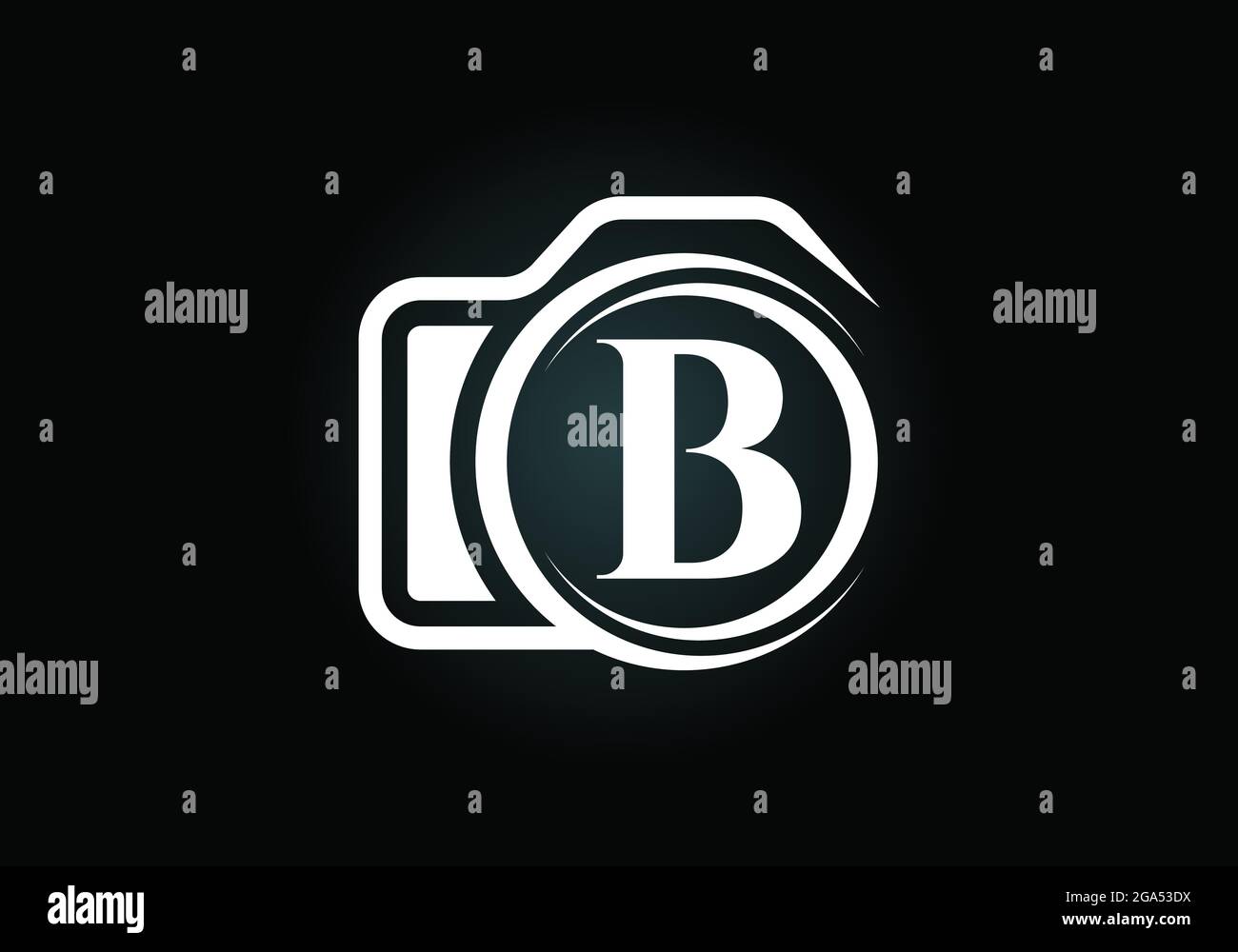 Initial B monogram letter alphabet with a camera icon. Photography logo ...