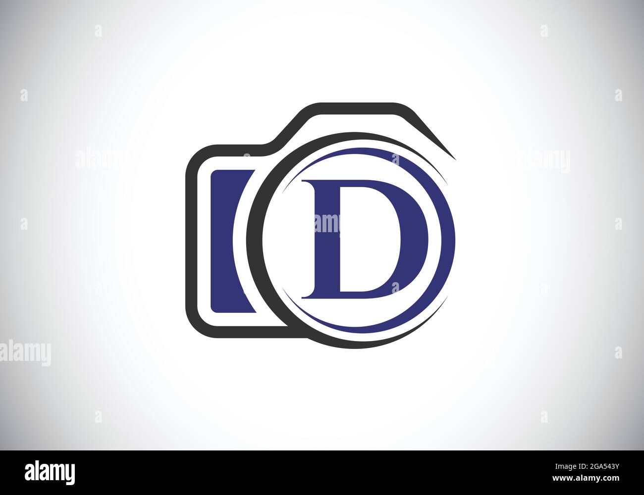 Initial D monogram letter alphabet with a camera icon. Photography logo ...